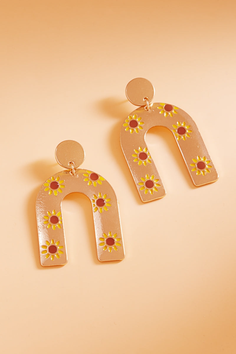 Arch Shaped Enamel Flower Post Earrings – Designature Newyork