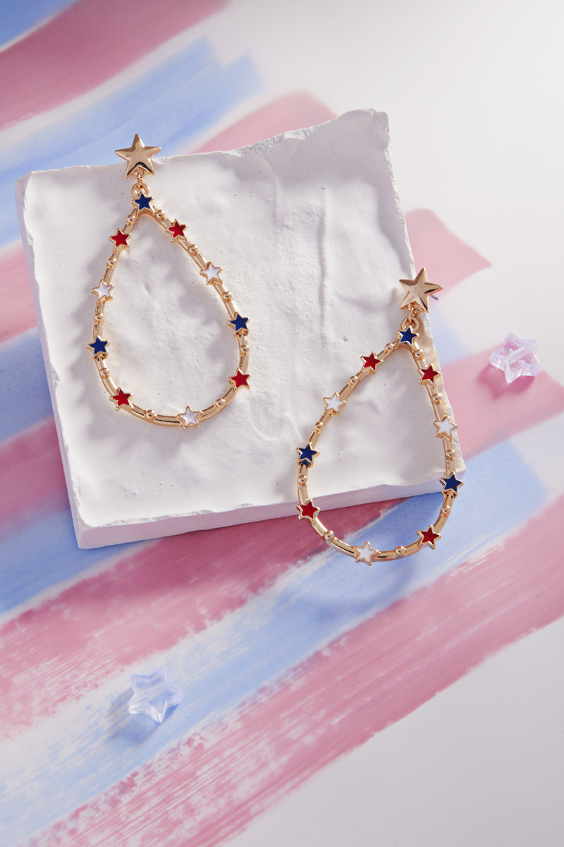 American Flag Color Tear Drop Shaped Post Earrings – Designature Newyork