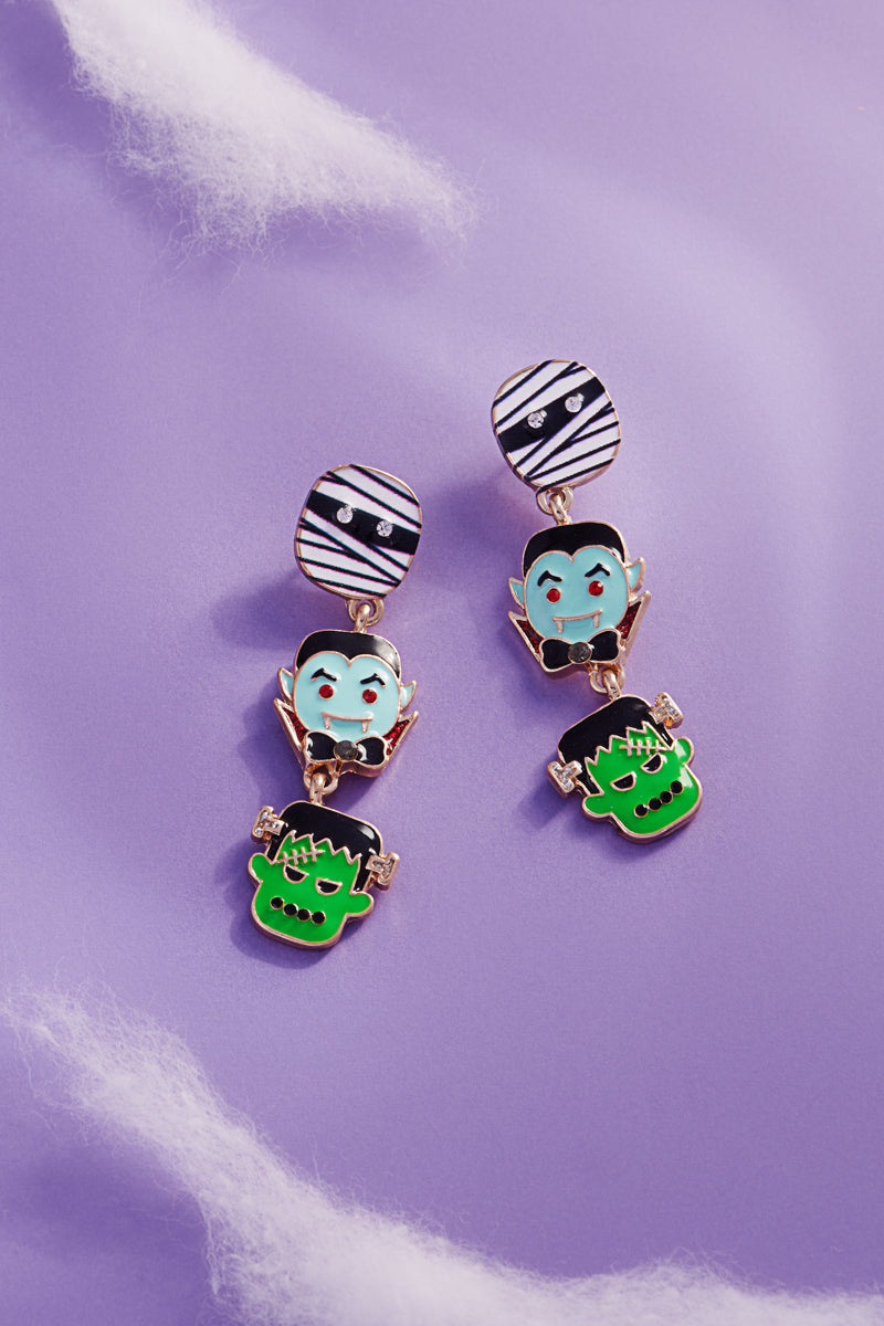Halloween Characters 3 Drop Enamel Post Earrings – Designature Newyork