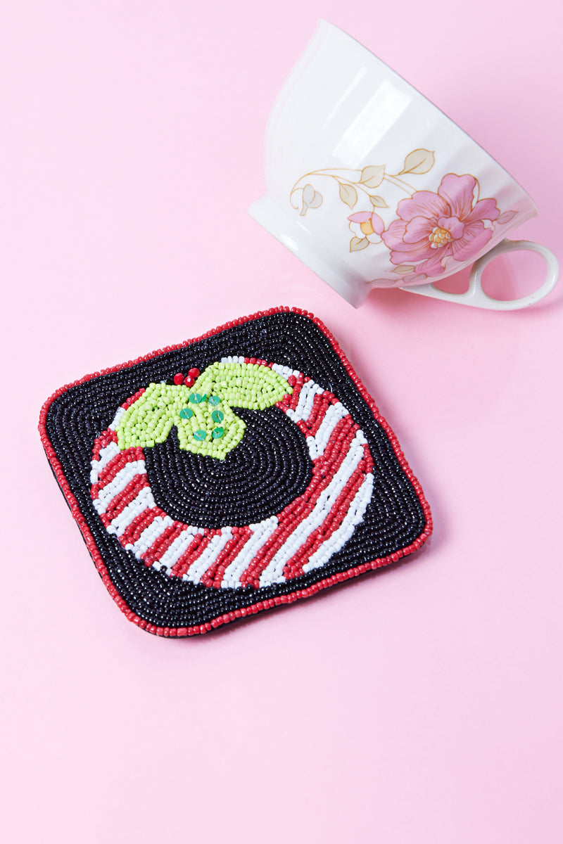 Christmas Wreath Hand Crafted Seed Bead Coaster – Designature Newyork