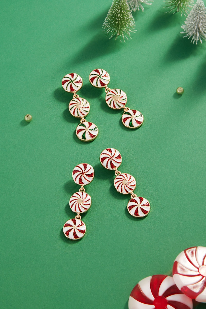 Christmas Peppermint Candy Shaped Post Earrings – Designature Newyork
